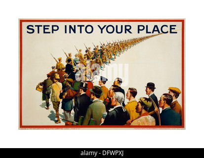 WW1 UK Recruitment propaganda poster in1914 showing a British soldier ...