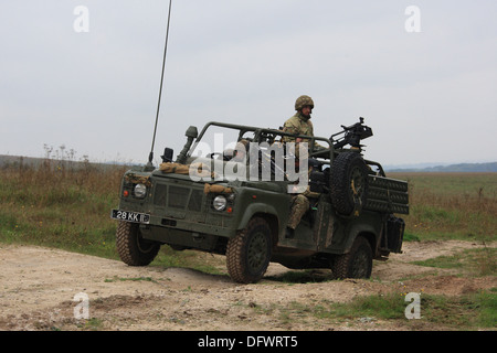 Land Rover RWMIK on exercise on Salisbury Plain Training Area Stock ...
