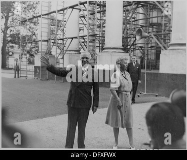 President Harry S. Truman is photographed outside the renovated White ...