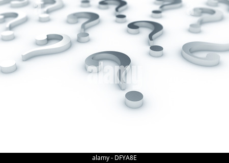 Metal question marks background. High resolution 3d render dark brushed ...