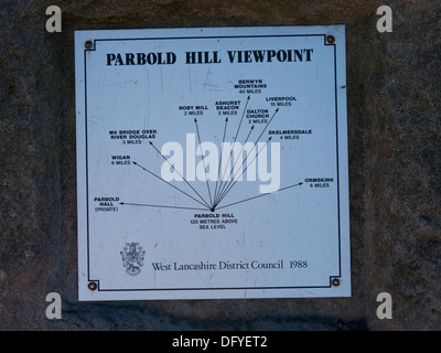 Parbold Hill Viewpoint Marker,Parbold,Lancashire,UK Stock Photo - Alamy