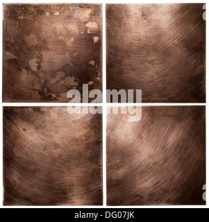 Aged copper plate texture, old worn metal background, close up Stock ...
