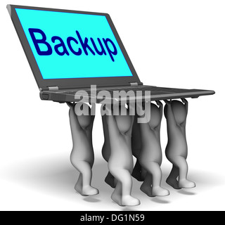 Backup Laptop Showing Data Archiving Back Up And Storage Stock Photo ...