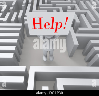 Help Sign Shows Lost In Labyrinth Emergency Stock Photo - Alamy