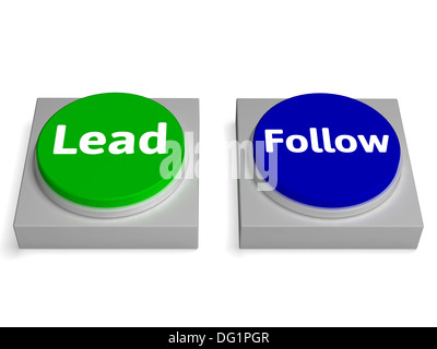 Follow Lead Buttons Showing Leading The Way Or Following Stock Photo ...
