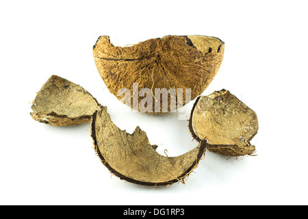 cracked coconut shell or hard cover on white Stock Photo - Alamy