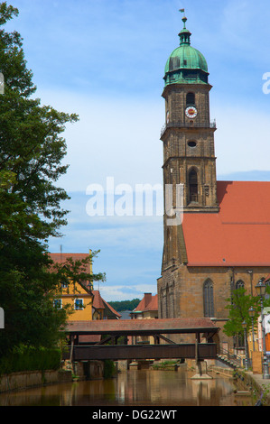 Amberg, St Martin Church, river Vils, Upper Palatinate , Bavaria ...
