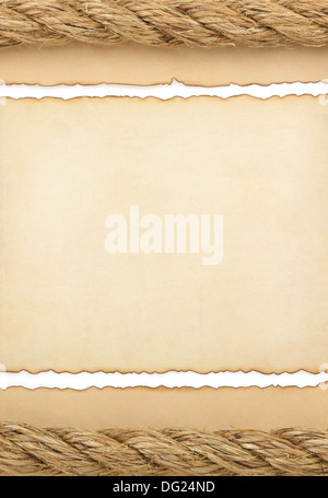 ropes and old paper isolated on white background Stock Photo - Alamy