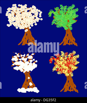 four trees with the seasons Stock Photo - Alamy