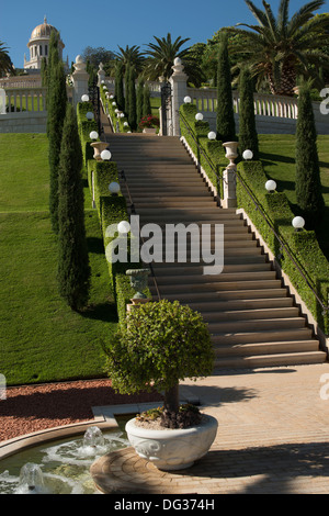 Stairs leading to the Shrine and Tomb of the Bab , Haifa Israel Stock ...