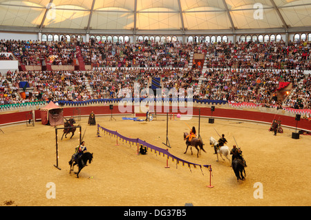 Medieval tournament at the bullring of Pontevedra during the Feira ...