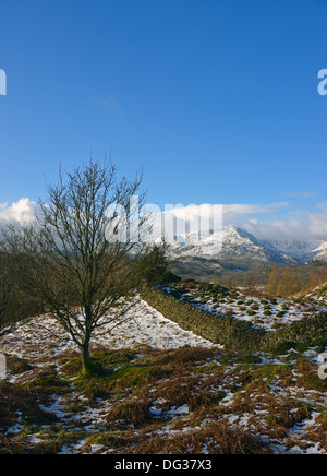 Wetherlam from Little Loughrigg, in Winter. Lake District National Park ...