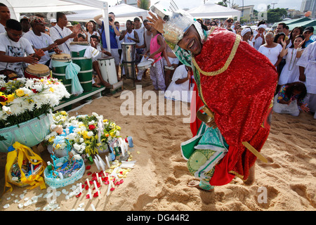 Lemanja festival on Rio Vermelho beach, Salvador, Bahia, Brazil Stock ...