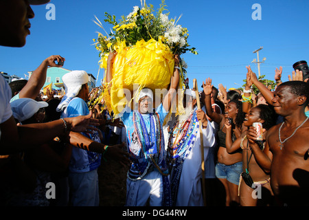 Lemanja festival on Rio Vermelho beach, Salvador, Bahia, Brazil Stock ...