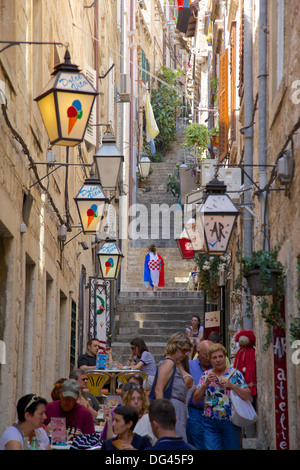 Busy narrow street, Dubrovnik, Dalmatia, Croatia, Europe Stock Photo ...