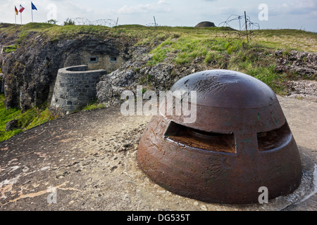 World War One armoured observation turret showing impact of WW1 bullets ...