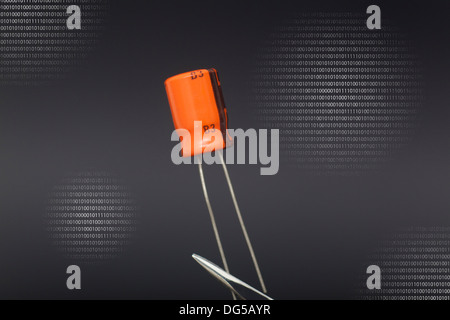 Detail of capacitor in black background Stock Photo - Alamy
