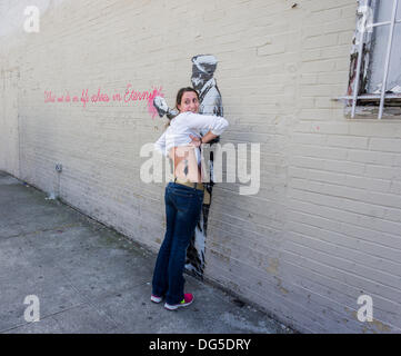 Banksy inspired street art in Shoreditch, East London. Credit: Amy ...