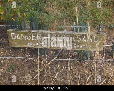 Danger quicksand warning sign Stock Photo - Alamy