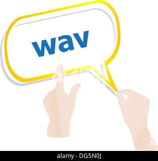 hands push word wav on speech bubbles Stock Photo - Alamy