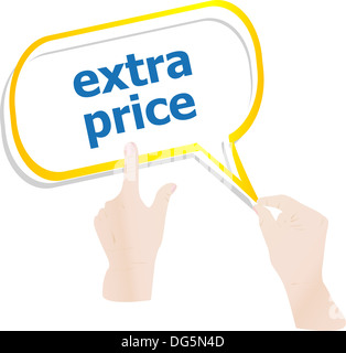hands push word pizza on speech bubbles Stock Photo - Alamy