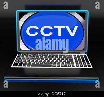 CCTV Laptop Showing Security Protection Or Monitoring Online Stock Photo - Alamy