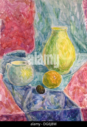 Watercolor still life with drapery Stock Photo - Alamy