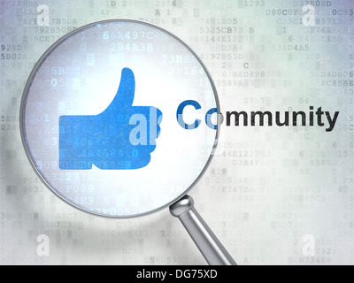Social media concept: Like with optical glass on digital backgr Stock ...