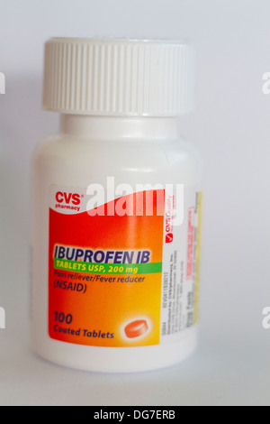 Ibuprofen in pink tablet pills pack in blue blister pack isolated on ...