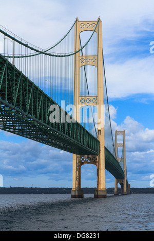 Mackinac Bridge that spans the distance between Michigan's upper and ...