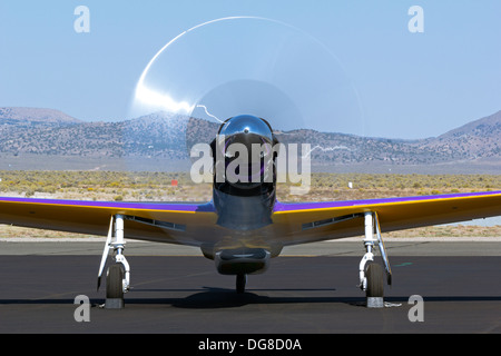 P-51 Mustang Air Racer "Voodoo" runs up the RPM's after a heat race at ...