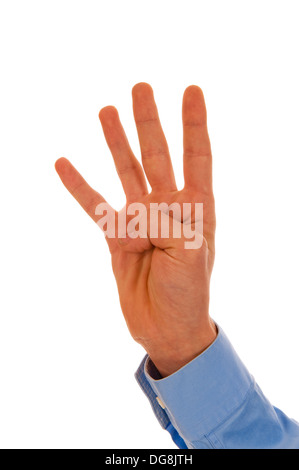 Number FOUR in sign language. Deaf and dumb counting the number FOUR in ...