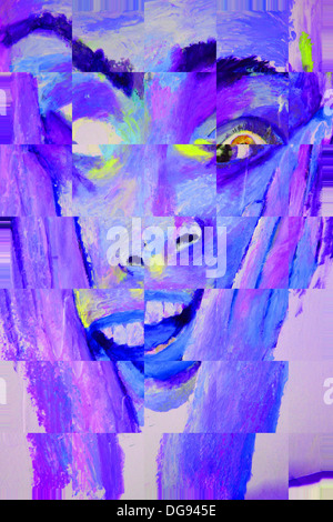 Abstract line surreal face. Modern art creative concept image with ...