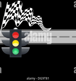 A black and yellow checkered warning sign at the end of a road Stock ...