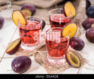 Fruity fresh Plum Liqueur Shots Stock Photo - Alamy