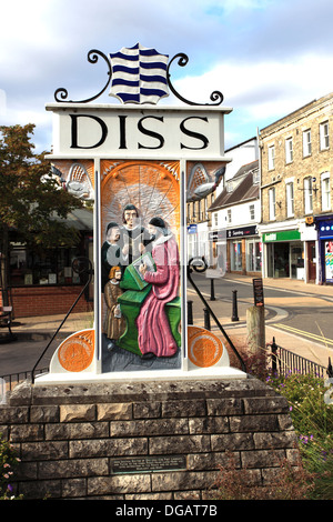 Diss town sign Norfolk, East Anglia, England, UK Stock Photo - Alamy