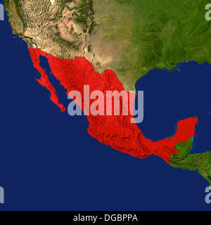 Highlighted Satellite Image Of Mexico, With Mexico City Highlighted ...