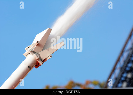 Water jet splashing with high pressure out of a fire engine Stock Photo ...