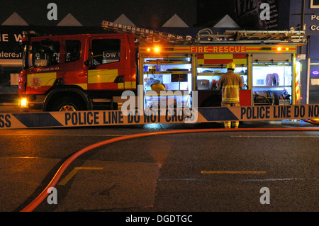 Fire engine at night Stock Photo - Alamy