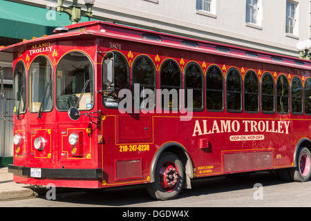 San Antonio, Alamo Trolley tour bus picking up passengers on The ...