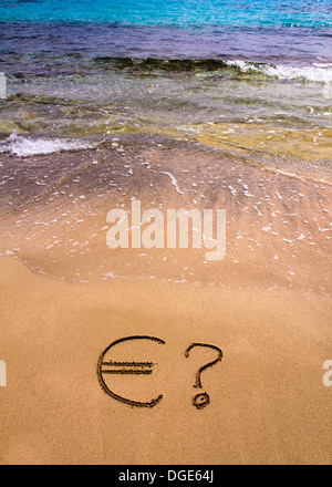 question mark drawn in the sand, a symbol of mystery and riddles Stock ...