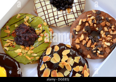 set of donuts in box close up Stock Photo - Alamy