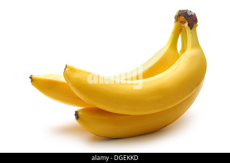 three ripe bananas on white background Stock Photo - Alamy