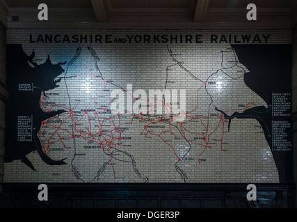 Lancashire and Yorkshire Railway map, Victoria Station, interior wall ...