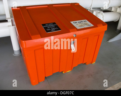 oil spill kit box (SOPEP) kit on the deck of an oil drilling rig Stock ...