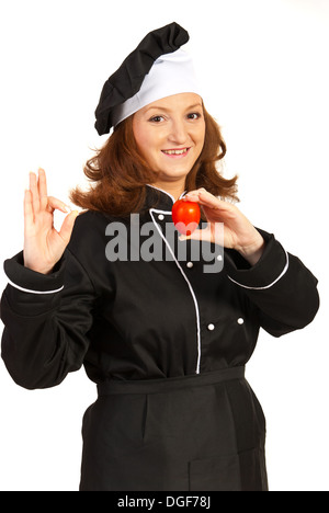 Portrait of chef giving ok hand gesture Stock Photo - Alamy