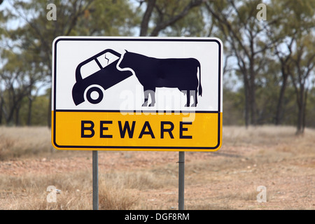 Beware of Cattle Road Sign Stock Photo - Alamy