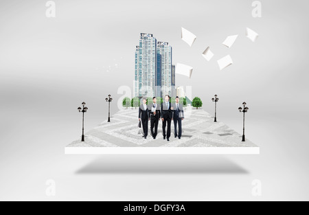 illustration of a square land with buildings Stock Photo - Alamy