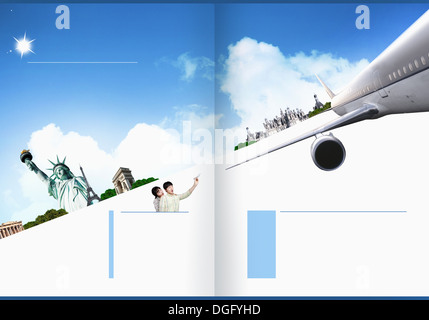travel booklet template featuring tourist attractions Stock Photo - Alamy