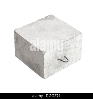 Concrete foundation block with metal lug isolated on white background ...